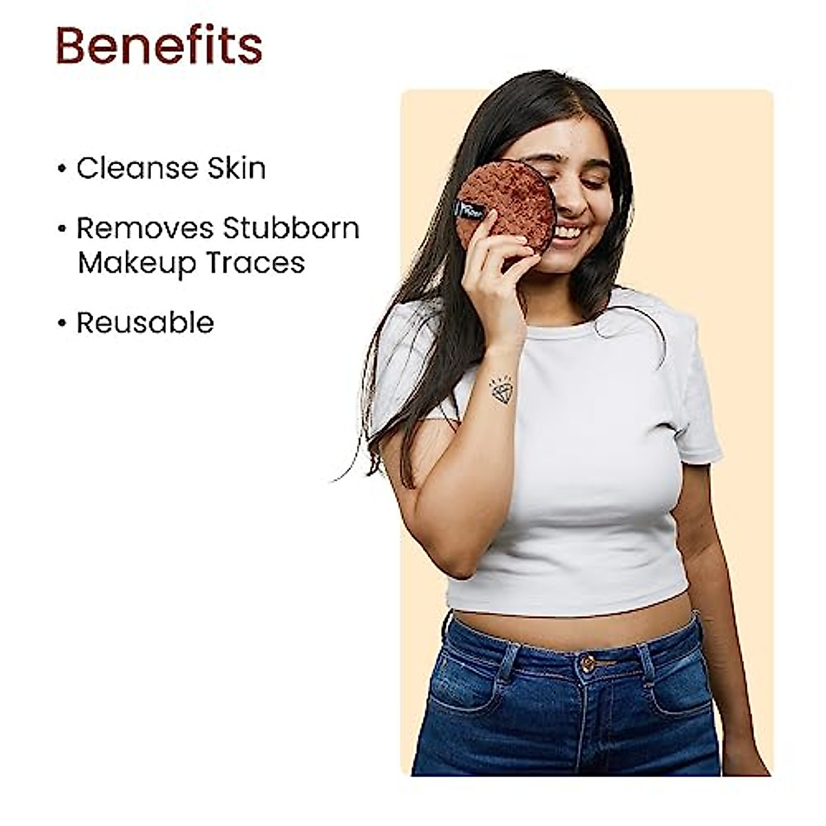 Earth Rhythm Reusable Makeup Remover Pads | Makeup remover wipes | Remover waterproof makeup - Pack of 4