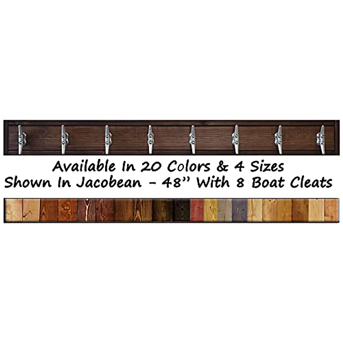 Bay View, Wood Boat Cleat Hook Rack, Rustic Hook Rack, Farmhouse Hook Rack, Wooden Coat Rack, Coat Rack Wall Mount- 4 Sizes and 20 Colors - Jacobean