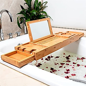 LIUYUNQI Bathtub Tray Extendable with Bath Tray Spa Caddy Organizer Tablet Holder Reading Rack Bathroom Accessories