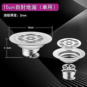 Stainless Steel Floor Drains Strainer Cover Drainer Bathtub Sewer Round Floor Drains Kitchen Bathroom Hardware Fitting 1Pcs(15cm-Single)