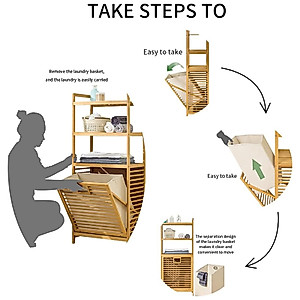 Baveke Laundry Hamper with 3 Tier Shelves & Tilt Out Basket, Laundry Baskets Organizer Hampers Bathroom Storage Shelf for Laundry Room, Bathroom, Guest Room (3-Tier Large)