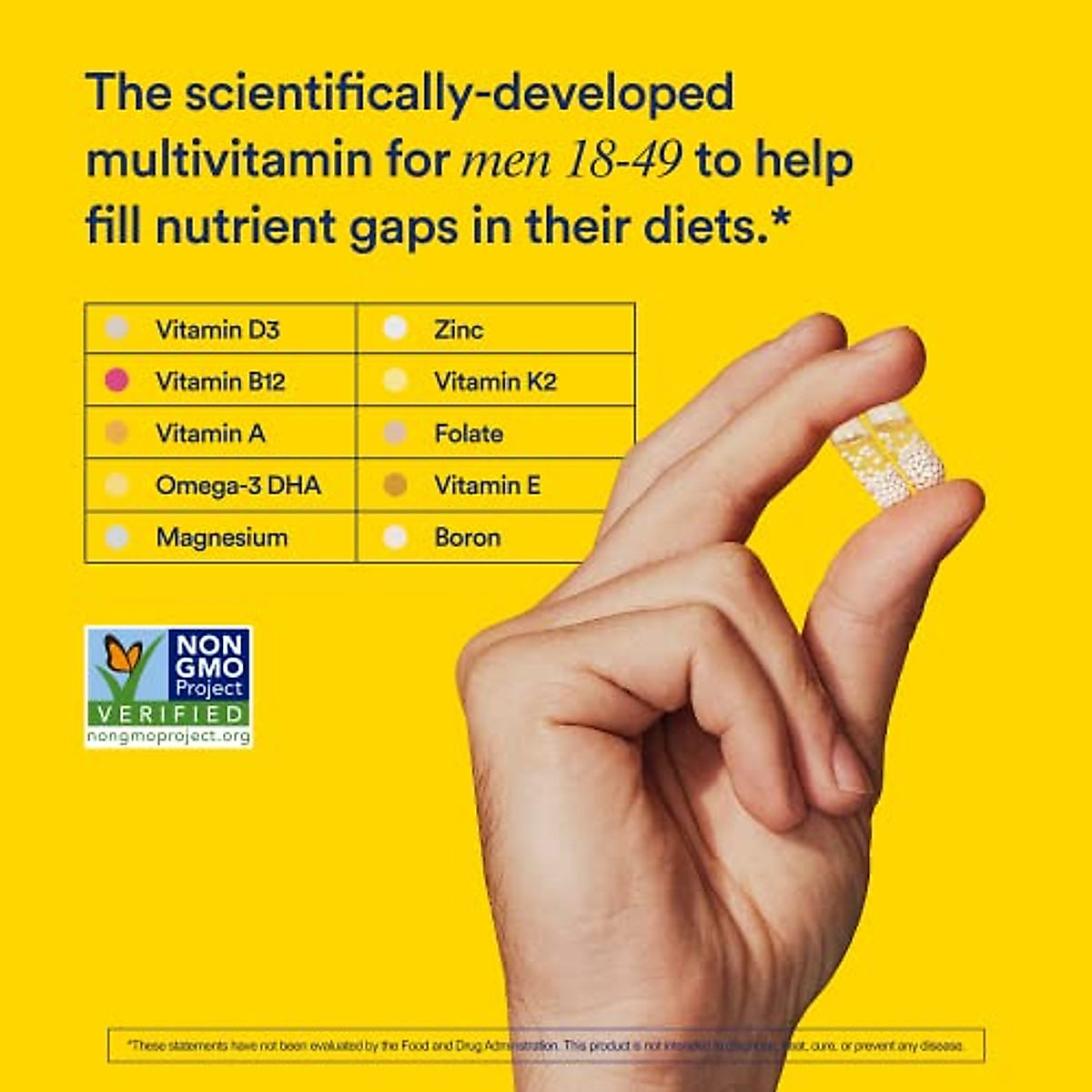 Ritual Multivitamin for Men 18+ with Zinc, Vitamin A and D3 for Immune Function Support*, Omega-3 DHA, B12, K2, Gluten Free, Non-GMO, Mint Essenced, 30 Day Supply, 60 Vegan Capsules