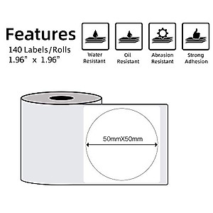 Phomemo Multi-Purpose Self-Adhesive Round Circle Label for Phomemo M110/M110S/M120/M200/M220 Label Maker, 1.96" x 1.96"（50x50 mm）Thermal Label for Barcode Label, DIY Logo Design, Black on White