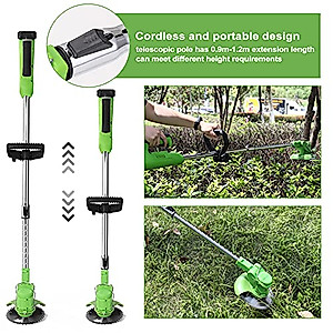 dsfen Electric Lawn Mower Rechargeable Li-ion Battery Cordless Grass Trimmer Auto Release Household Portable Garden Home Trimming Machine for Gardening Green
