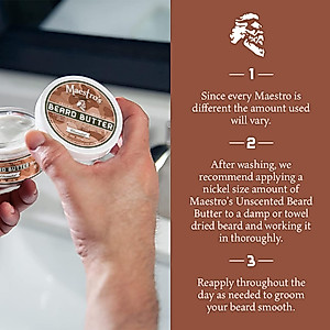 Maestro’s Classic BEARD BUTTER | Anti-Itch, Extra Soothing, Hydrating Beard Creme For All Beard Types & Lengths- Unscented, 4 Ounce