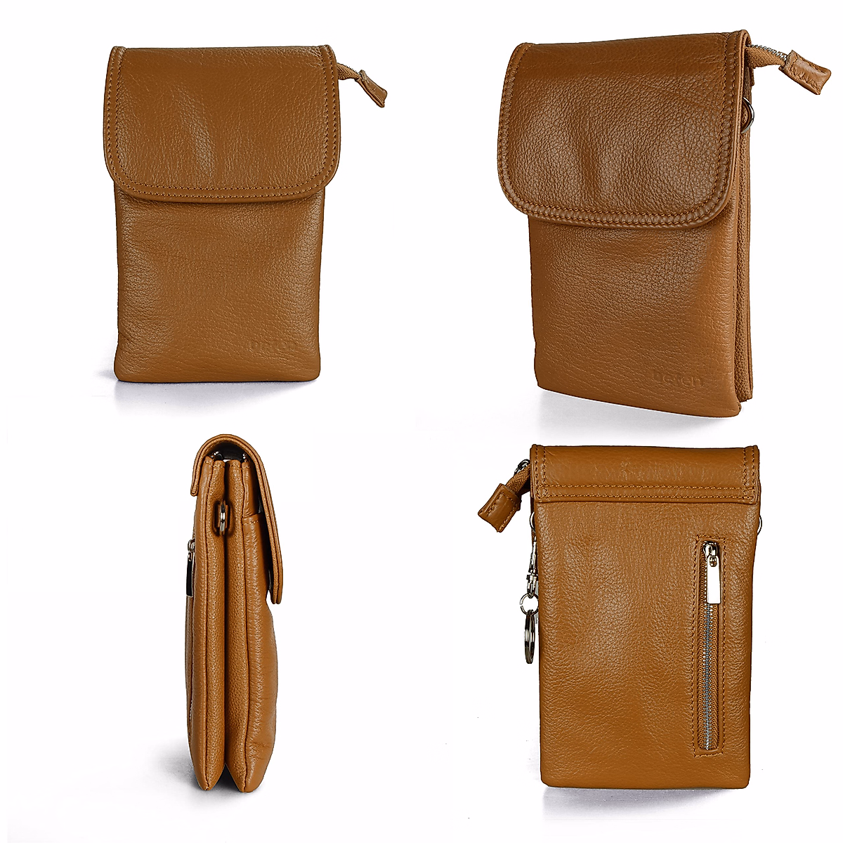 befen Leather Crossbody Wallet Purses and Handbags Cell Phone Smartphone Trendy Travel Cross Body Bags for Women - Fit iPhone 15 Pro Max, Cognac Brown