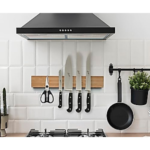 JN Home - Magnetic Knife Strip Bamboo 16 inch - multipurpose versatile hanging, no drill option, self adhesive, modern, clean