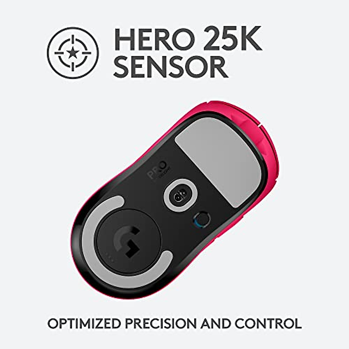 Logitech G PRO X SUPERLIGHT Wireless Gaming Mouse, Ultra-Lightweight, HERO 25K Sensor, 25,600 DPI, 5 Programmable Buttons, Long Battery Life, Compatible with PC / Mac - Magenta