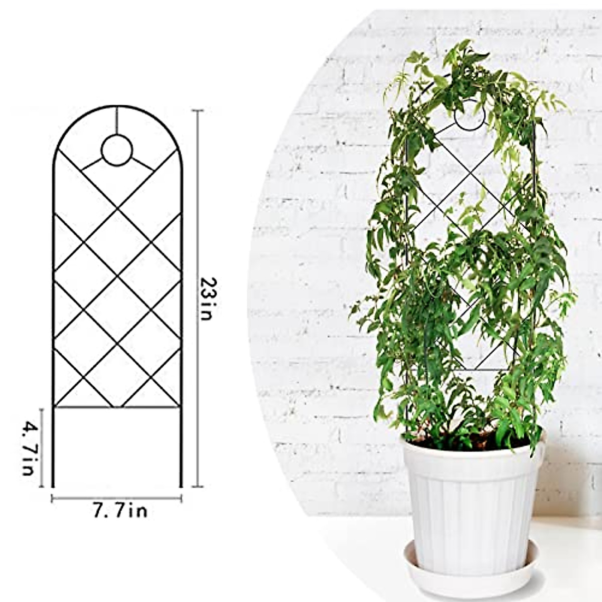 3 Pcs Garden Trellis for Climbing Plants Indoor, 23" x 7.7" Rust Proof Metal Support Wire with Decorative Lattice Grid Panels for Garden Indoor Potted Climbing Stems Stalks Vines