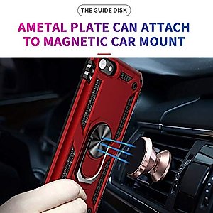 ULAK Compatible with iPod Touch 7 Case/iPod Touch 6 Case with 2 HD Screen Protectors, Hybrid Rugged Shockproof Cover with Built-in Kickstand for iPod Touch 7th/6th/5th Generation (Red)