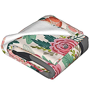 Gdecziy French Bulldog Floral Dog Head Cute pet Gifts Dog Breed Flannel Fleece Plush Throw Blanket,Throw for Spring Recliner, Air Conditioning Blanket Quality Washable Blanket 60"x50"