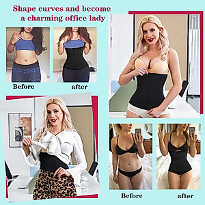 LODAY Waist Trainer Corset for Women Tummy Control Sport Workout Body Shaper Black (XS, Black(Zip and Hooks))