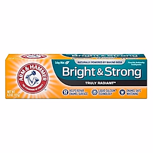 ARM & HAMMER Truly Radiant Whitening & Enamel Strengthening Fluoride Toothpaste, Fresh Mint, 4.3 oz (Pack of 5)