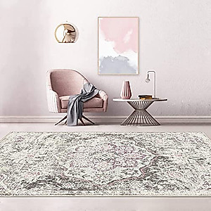 Pajata 5X7 Vintage Moroccan Persia Area Rug - Non-Slip, Non-shed, Stain Resistant, Distressed for Bedroom Kitchen and Living Room(Purple)