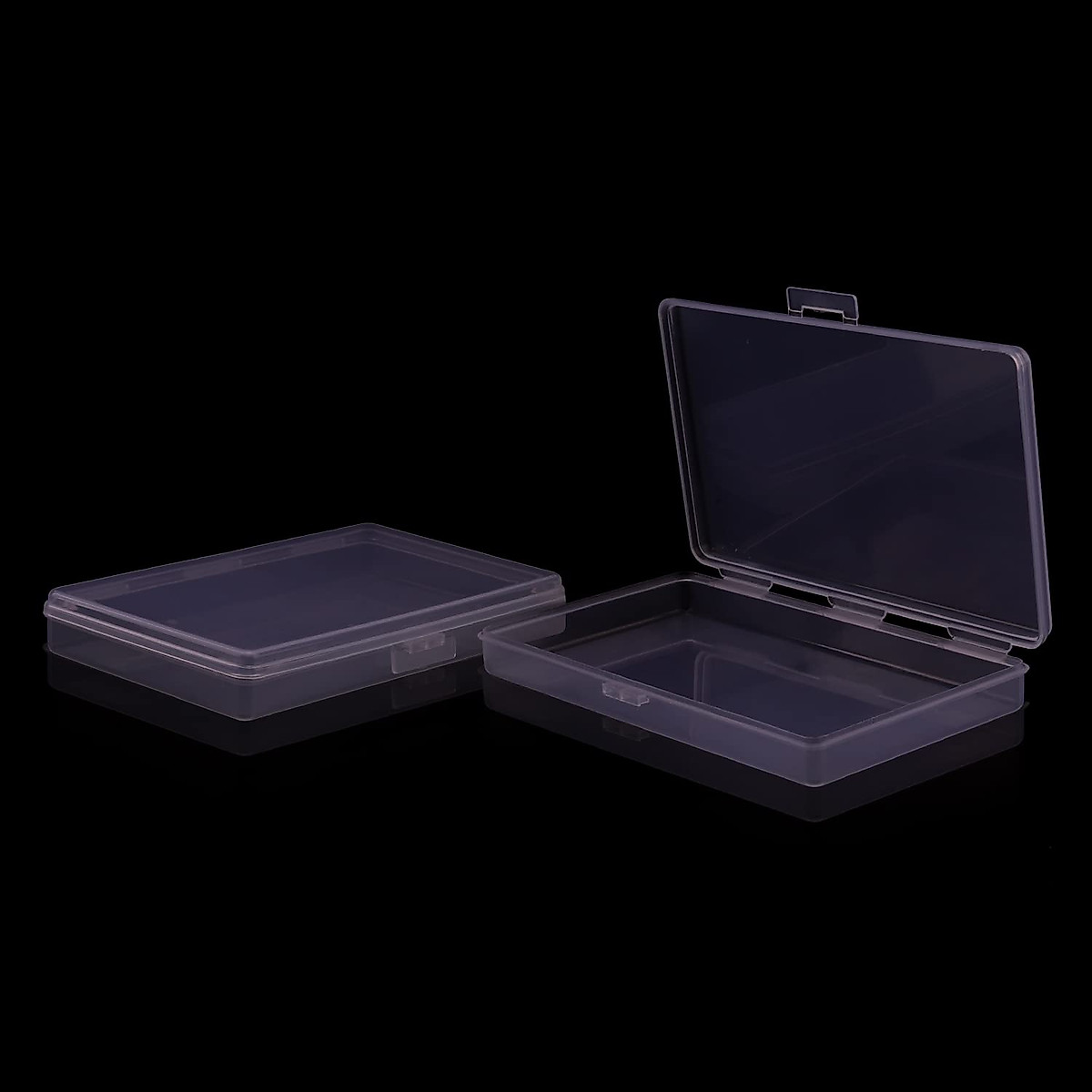 6 Pcs Rectangular Clear Plastic Storage Containers Box with Hinged Lid Plastic Beads Storage Containers Empty Case Organizer for Beads, Crafts, Jewelry, Small Items, 6 x 3.54 x 0.86"