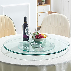 LWQFHI Lazy Susan Turntable Glass Lazy 80cm Lazy Susan Round Turntable On Table, Clear Tempered Glass Rotating Serving Tray for Dining Table 80cm