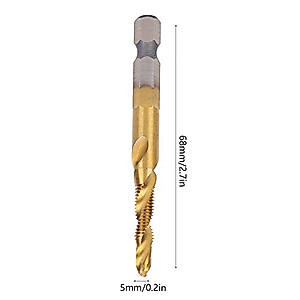M5 tap, Tap Drill Bits, 4.2 Hex Square Shank High Speed Steel 10Pcs for Drilling Reaming
