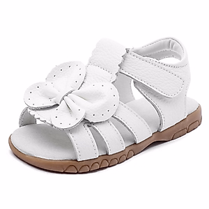 Femizee Toddler Girls Leather Summer Flower Sandals,Whtie Butterfly,1537 CN28
