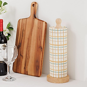 GOODSDECO Wooden Paper Towel Holder - Paper Towel Hanger Rack, Countertop Kitchen Paper Towel Dispenser, Standing Paper Towel Roll Hanger, Rubberwood Paper Towel Holder (Natural)