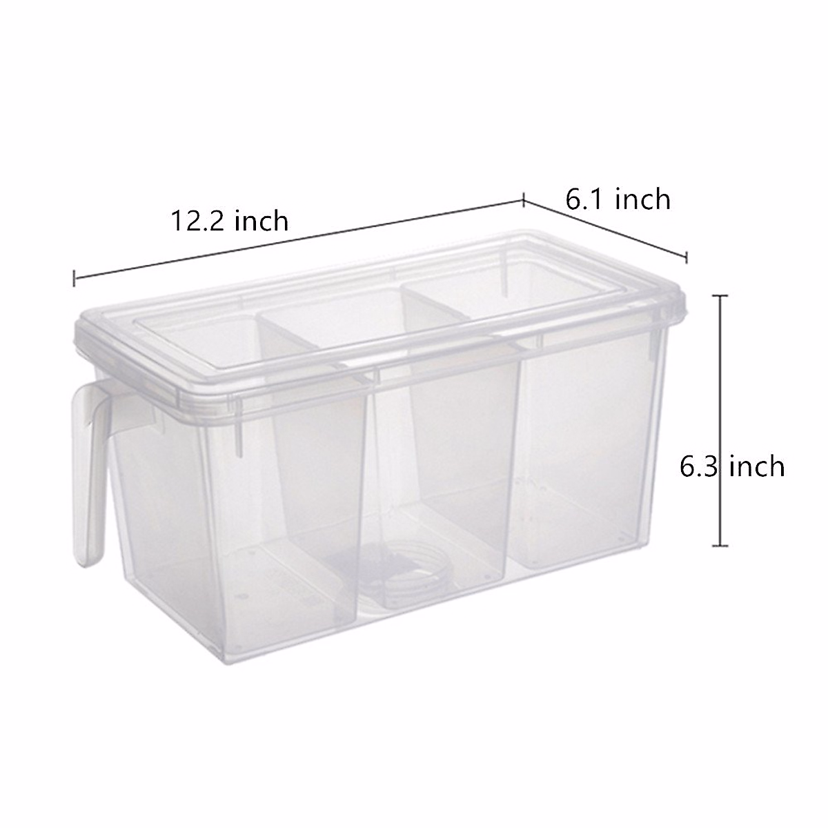 MineSign Plastic Storage Containers Square Handle Food Storage Organizer Boxes with Lids for Refrigerator Fridge Cabinet Desk (Set of 2 Organizers with Lid and 6 Removable Bins)