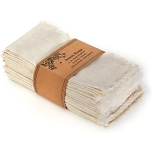 ACCENTHOME Natural Cotton Linen Napkin Set of 12 18x18 inch Dinner Napkins - Washable Soft Premium Hotel Quality Reusable Napkins Perfect Table Napkins for Family Dinners, Weddings & Everyday Use