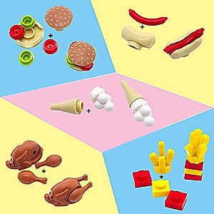 Building Blocks City Food Accessories Set Hamburger French Fries Pizze Chicken Hot Dog Cherry Toys Parts Compatible Major Brand, 79pieces