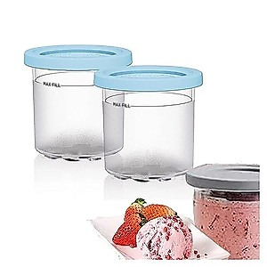 EVANEM 2/4/6PCS Creami Deluxe Pints, for Ninja Creami Deluxe,16 OZ Pint Containers with Lids Safe and Leak Proof Compatible NC301 NC300 NC299AMZ Series Ice Cream Maker,Blue-6PCS