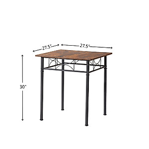 MEGOIVARTEN 3 Piece Small Square Dining Table Set for Kitchen Breakfast Nook, Pub Dining Set, Modern Square bar Table and Stools for 2, Wood Grain Tabletop for Compact Space w/Steel Frame