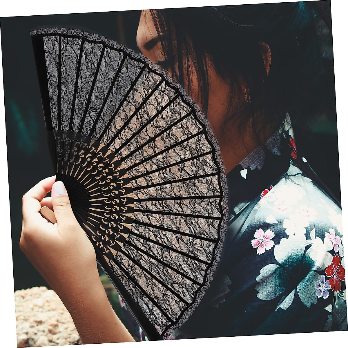 Dance Fans Hand Fan Foldable Sequin Folding Fans Silk Fans Chinese Folding Fan Tassel Fan Spanish Hand Fans Retro Folding Floral Hand Fans Lace Victoria Miss