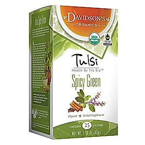 Davidson's Organics, Tulsi Spicy Green, 25-count Tea Bags, Pack of 6