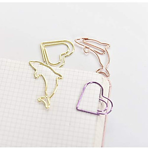 NUOBESTY 20Pcs Love Heart Shaped Paper Clips Holder Metal Note Clips Bookmark Marking Clamp Page Marker Document Organizing Clip for Office School Wedding Decoration Purple