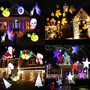 OCT17 Christmas LED Lights Projector Xmas Landscape Lamp Snowflakes Bright LED Indoor Outdoor Lighting for Halloween Christmas Holiday Party Birthday Garden Decoration