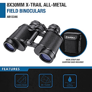 Barska AB13346 X-Trail 8x30 All-Metal Field Compact Binoculars for Adults and Kids, Birding, Hunting, Sports, etc
