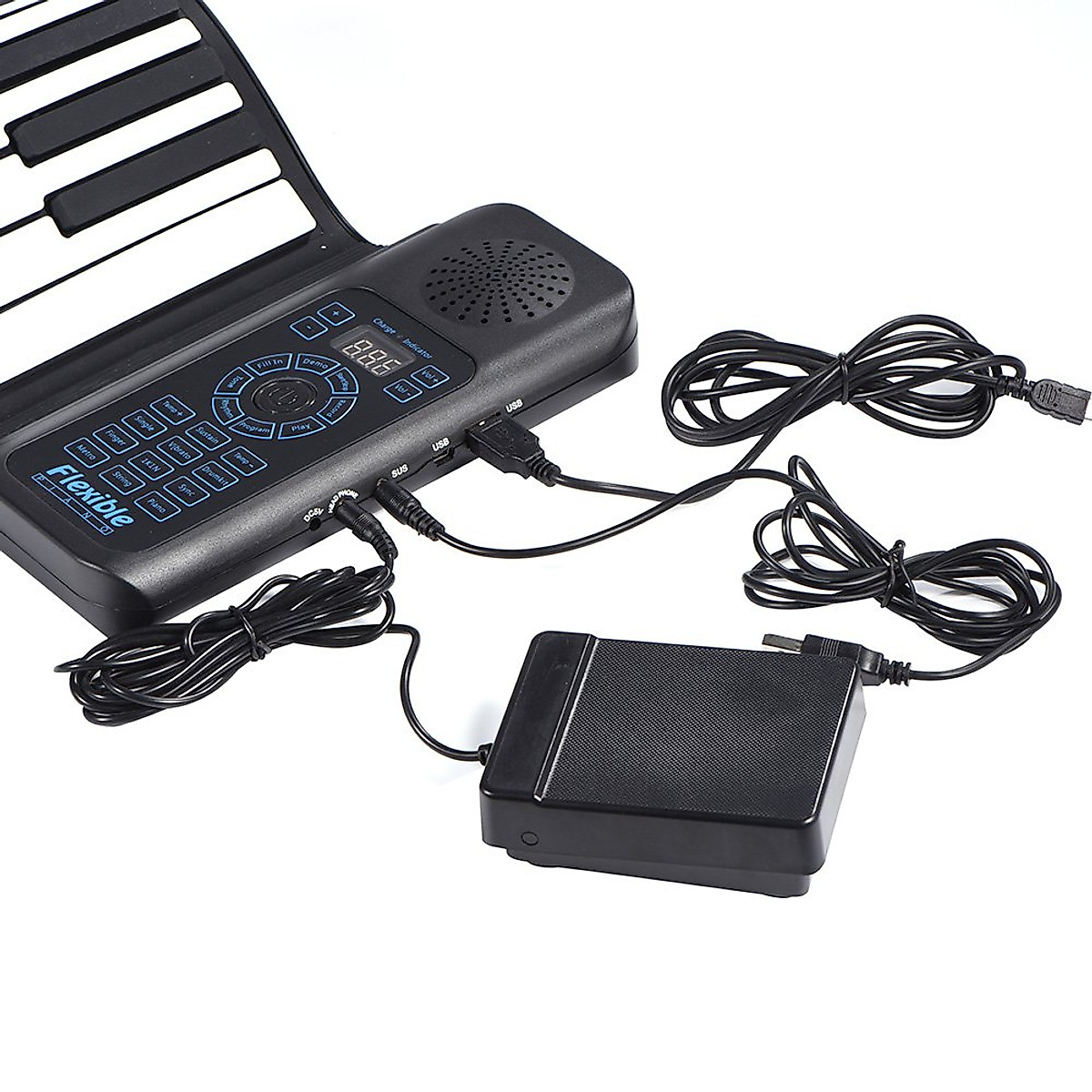 Roll Up Piano 88 Keyboard Aufrollbares Klavier Tasten,Electronic Keyboard Hand Rolling Up Piano Built in 1100mAh Li on Battery(Rolling Up Piano+Pedal+USB Cable+DC Power Cable+Storage Bag)