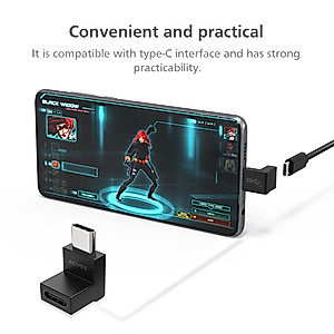 AGVEE 4 Pack Front Angle 90 Degree USB-C Male to USB-C Right Angled Female Adapter (Type-C 3.2 Gen 2) Converter Video Type-C 10G Data Extension Coupler Converter Connector, Black