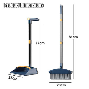 RUNLAIKEJI Broom and Dustpan Set, Broom and Dustpan Set with Long Handle, Broom and Dustpan Set for Home, Kitchen Broom and Dustpan Set, Broom Dustpan, for Home Kitchen Lobby Floor Cleaning Supplies