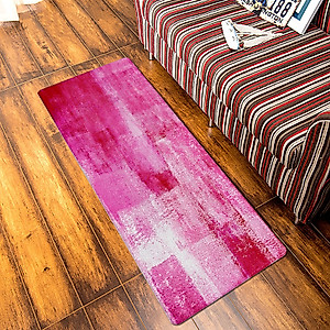 Abstract Pink Antifatigue Kitchen Bath Door Mat Cushioned Runner Rug,Washable Welcome Floor Sink Mat,Modern Minimalist Painting Aesthetics Waterproof Comfort Standing Doormat for Kitchen,24"x36"