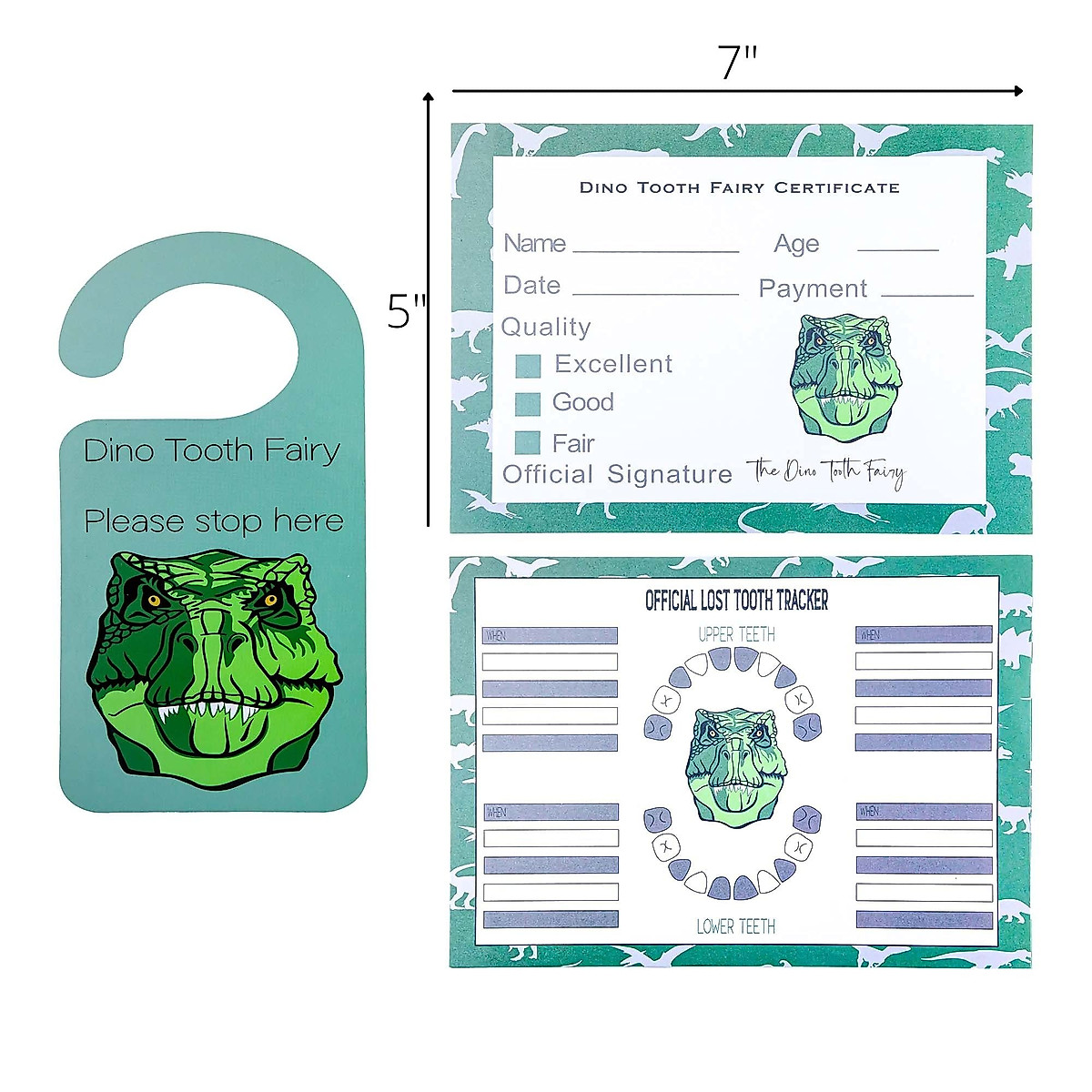 Morxy Tooth Fairy Letter Kit – Dinosaur Theme Tooth Fairy Certificate and Tooth Tracker – Keepsake Letter from The Tooth Fairy – 92 Piece Tooth Fairy Letter Set with Door Hanger