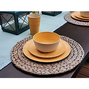 1 Click Bamboo Fiber Salad/Dessert Plates, Set of, Reusable, Durable, Bamboo Tableware for Events/Home/Picnic/Party, Dishwasher safe, for Adults and Kids