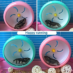 Hamster Silent Wheel, Super-Silent Small Animal Exercise Wheel Accessories, Quiet Hamster Running Wheels with Adjustable Stand for Hamsters,Gerbils,Mice,Small Pet 7in (Blue D)