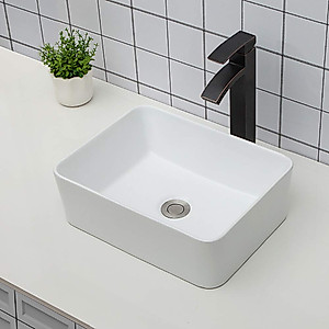 Vessel Sink Rectangular - Sarlai 16" x 12" Modern Rectangle Bathroom Sink Above Counter White Porcelain Ceramic Bathroom Vessel Vanity Sink Art Basin