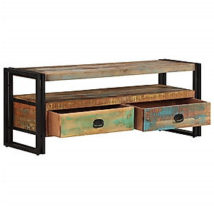 vidaXL TV Stand, TV Unit for Living Room, Sideboard with Drawer, Entertainment Center Media Unit Cupboard, Industrial Style, Solid Reclaimed Wood