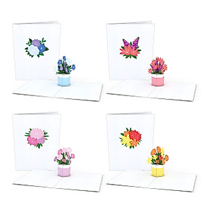 Lovepop Flower Pot Notecard 4-Pack Pop Up Cards, Paper Flower Bouquet Cards, Thank You Cards With Envelopes, Thank You Notes Greeting Cards, 3D Card, Greeting Card, Pop Up Notecard