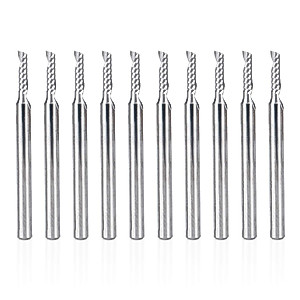 HQMaster CNC Router Bits, 10 Pack 1/8” Shank Spiral Upcut Router Bit 1 Flute End Mill Set Milling Cutter 2mm Cutting Single Flute Tungsten Steel Engraving Tool 8mm CEL, 38.5mm OAL for MDF Acrylic PVC