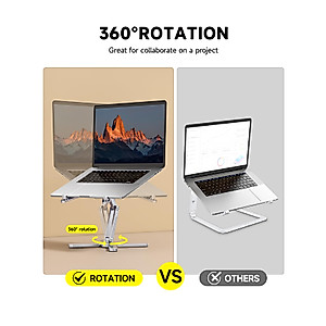 MCHOSE Laptop Stand with 360 Rotating Base,Foldable Laptop Riser for Desk, Compatible with Air, Pro, Dell, HP, Lenovo More 10-15.6" -Silver