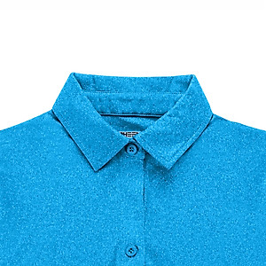 Corna 3 Buttons Down Light weight Conformtable Dry Fit Polyester Athletic Polo Shirts for Women (Blue XL)_