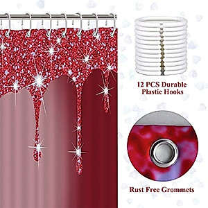 4PCS Bling Diamond Shower Curtain Set with Non-Slip Rugs Toilet Lid Cover and Bath Mat Shower Curtain with 12 Hooks Bathroom Sets with Shower Curtain and Rugs and Accessories