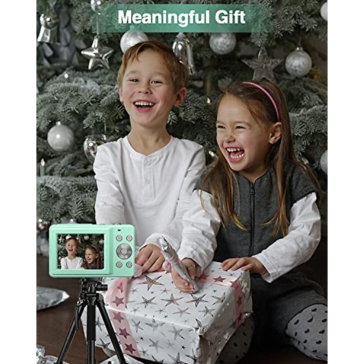 Digital Camera for Kids, Lecran 1080P 44MP Kids Camera with 32GB Card Point and Shoot Camera with 16X Zoom, Compact Portable Cameras Christmas Birthday Gift for Children Kids Teens Girl Boy(Green)