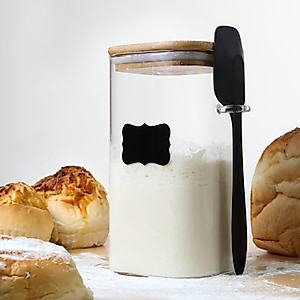 Cygnet Glass sourdough starter jar 50 Oz Fermentation tank with wood lid, fermentation tank, thermometer, silicone tank spatula, blackboard label and marking-used to store yeast starter