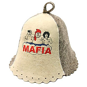 PetriStor Sauna Hat Embroidered Mafia for Man Natural Felt Made in Ukraine